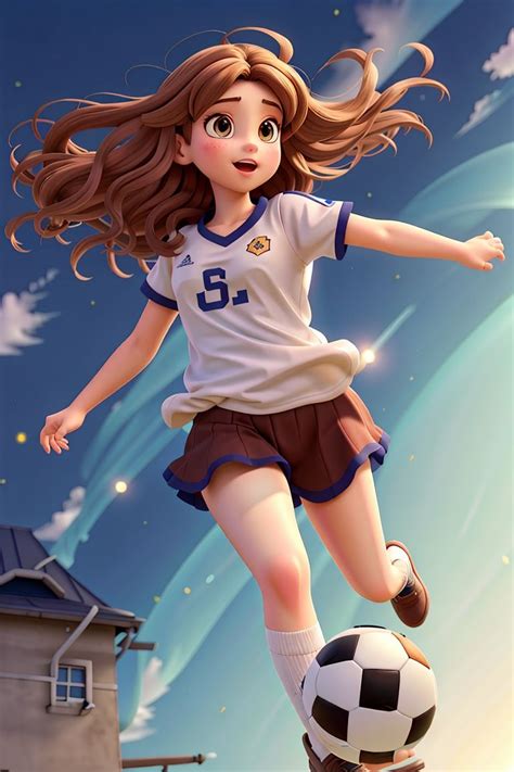 Soccer Girl Disney Princess Fashion Cute Brunette Comic Art Girls
