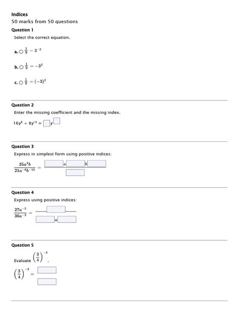 indices pdf numbers mathematical notation