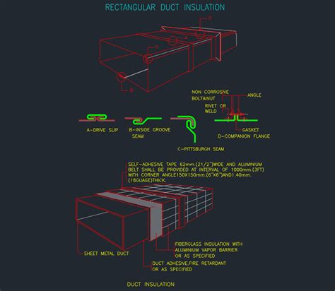 Rectangular Duct Insulation Cad Dwg Drawing Download