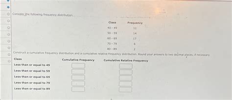 Get Answer Consider The Following Frequency Distribution Class