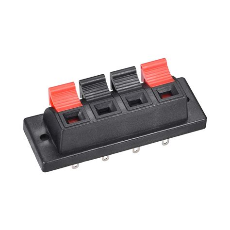 Uxcell 4 Way Spring Speaker Terminal Clip Push Release Connector Audio Cable Terminals Strip