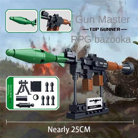 Lego Weapon Ww2 Gatling Gun Awm Sniper Rifle Swat Weapon Model Building Blocks Toy Bricks Set