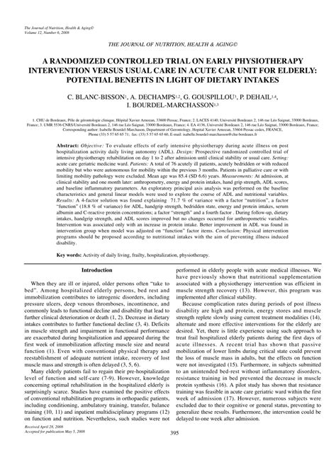 Pdf A Randomized Controlled Trial On Early Physiotherapy Intervention Versus Usual Care In