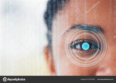 Cybersecurity Woman Eye Scan Portrait Facial Recognition Biometric