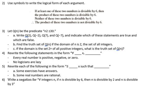 solved 2 use symbols to write the logical form of each