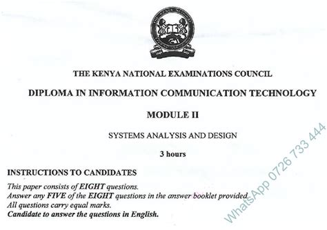 System Analysis And Design Past Papers Knec Diploma Pdf Notes