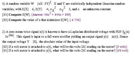 solved a random variable w alpha x 3y 2 x and y are