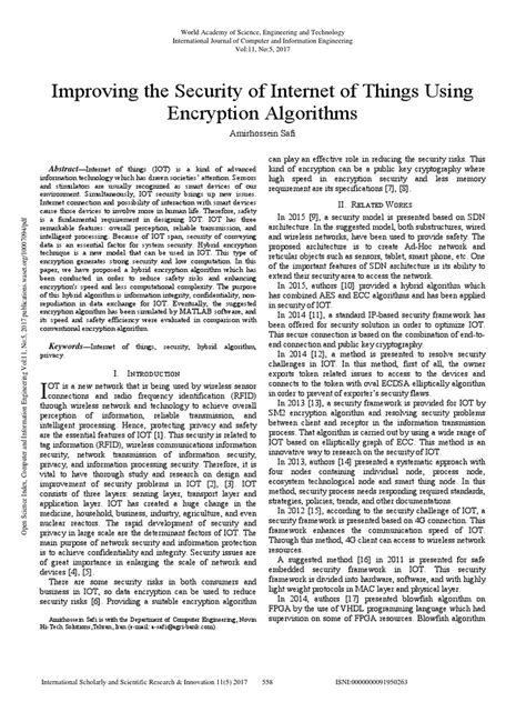 Improving The Security Of Internet Of Things Using Encryption Algorithms Download Free Pdf