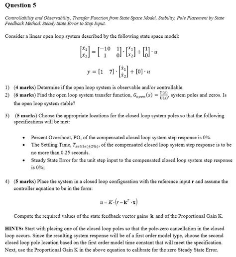 Solved Controllability And Observability Transfer Function