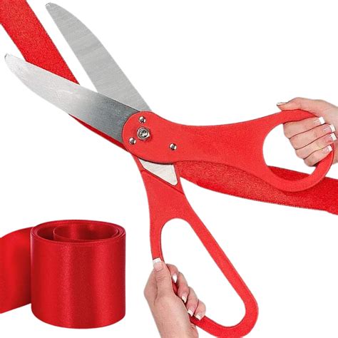 Red Ribbon Cutting Ceremony Kit 20 Inch Giant Scissors