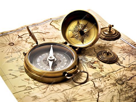 Premium Ai Image Compass And Map Navigation Exploration Isolated On White Background Ai Generated