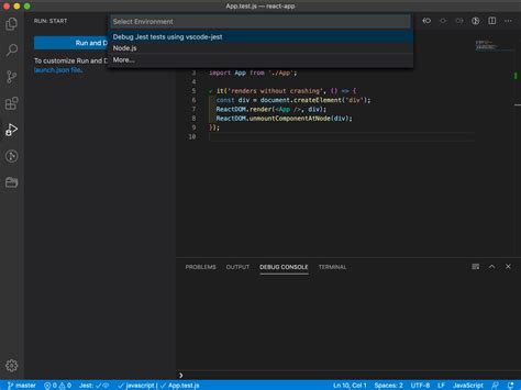 how to use vs code to debug unit test cases in react app
