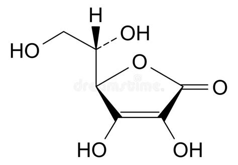 Chemical Structure Of Ascorbic Acid Drug Substance Stock Illustration