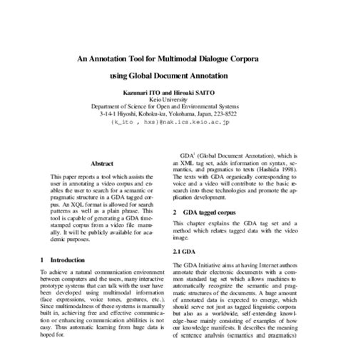 An Annotation Tool For Multimodal Dialogue Corpora Using Global Document Annotation Acl Anthology