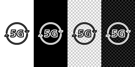 설정 라인 5g 새로운 무선 인터넷 와이파이 연결 아이콘 흑백 배경에 격리 글로벌 네트워크 고속 연결 데이터 속도 기술 벡터 0