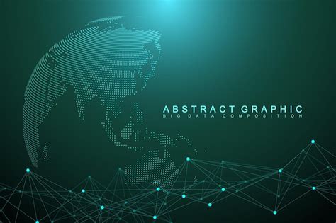 빅 데이터 복잡한 세계 글로브 그림 프리미엄 벡터