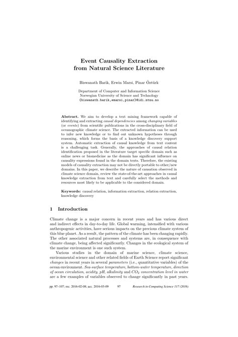 Pdf Event Causality Extraction From Natural Science Literature