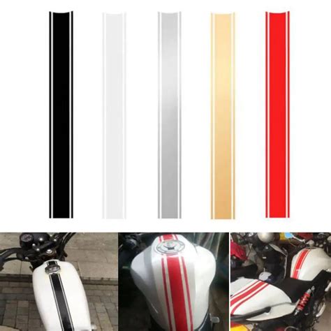 모토크로스 스트라이프 스티커 레트로 오토바이 탱크 데칼 연료 가스 탱크 스티커 카페 레이서 모토용 자체 접착 스티커 1 개 2 개 Aliexpress