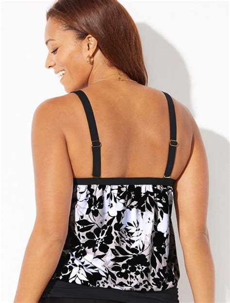 Plus Size Casablanca Bandeau Blouson Tankini Top