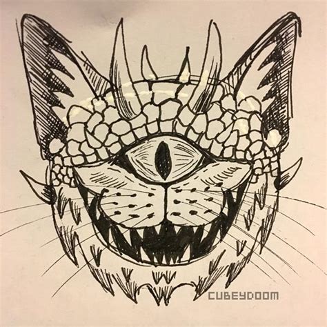Catodemon Cat X Cacodemon Traditional Drawing By Me R Doom