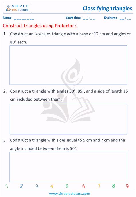 construct triangles using protector worksheets for grade 7 maths shree rsc tutors