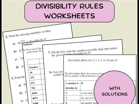 Divisibility Rules Worksheets With Solutions Teaching Resources
