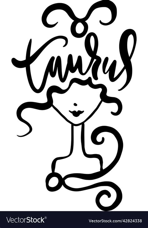 Zodiac Sign Taurus Girl Sketch Abstract Royalty Free Vector