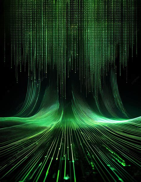 Abstract Digital Landscape With Flowing Green Data Streams Background Wallpaper Image For Free