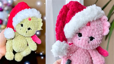 Новогодняя шапочка для игрушки крючком Youtube