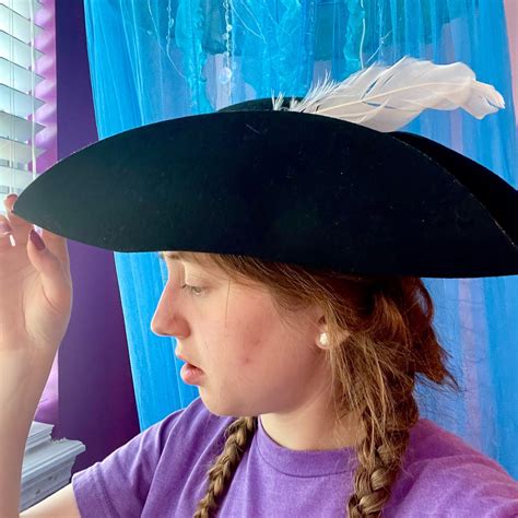 Custom Wool Pirate Hat With Feathers Jack Sparrow Poldark Outlander