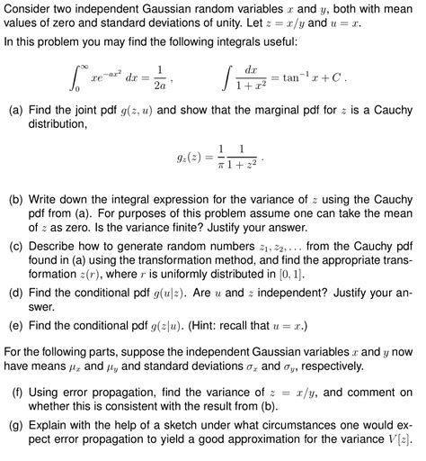 Solved Consider Two Independent Gaussian Random Variables X Chegg