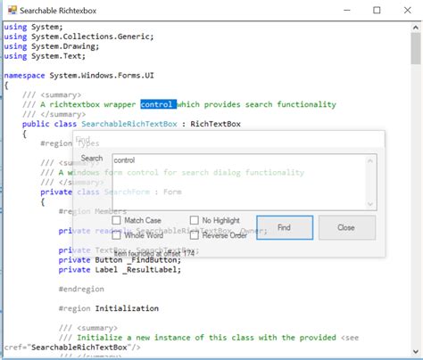 Searchable Richtextbox Control Ozcan Degirmenci S Blog
