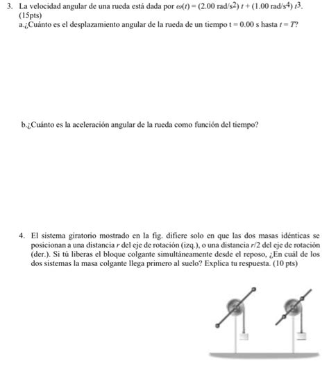 Solved The angular velocity of a wheel is given by ω t Chegg