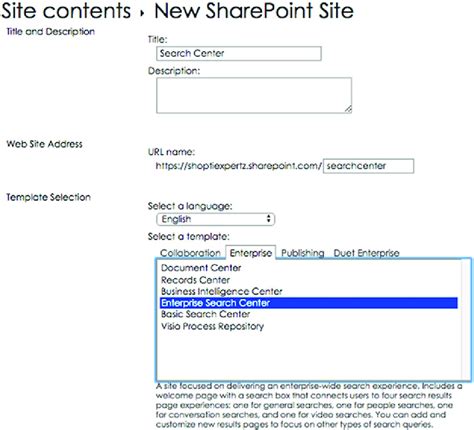 Adding An Enterprise Search Center To A Sharepoint Site Collection