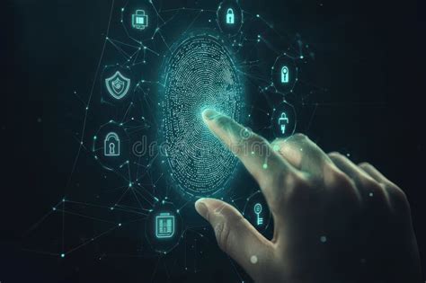 A Hand Reaching Towards A Central Interface Shaped Like A Fingerprint