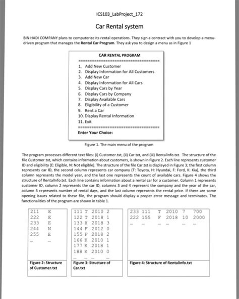 Solved Ics103 Labproject 172 Car Rental System Bin Hadi