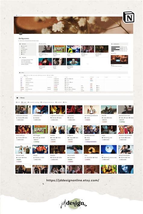 Media Tracker Notion Template • Movie Tv And Anime Tracker • Watchlist Planner And Digital Media