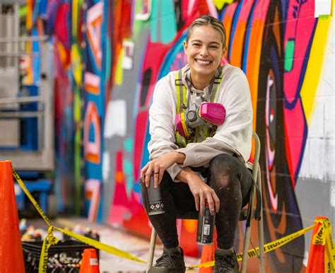 Muralist Koda Witsken Paints A Wall At The Target Distribution Center