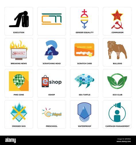Set Of 16 Simple Editable Icons Such As Campaign Management Waterproof Preschool Crossed Skis