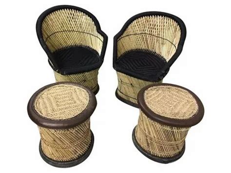 Handmade Bamboo Muddha Chairs Stool Set At Rs 4850set Bamboo
