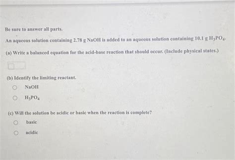 Solved Be Sure To Answer All Parts An Aqueous Solution Chegg