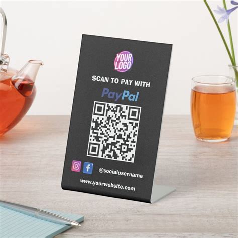 Paypal Qr Code Payment Scan To Pay Business Logo Pedestal Sign Zazzle