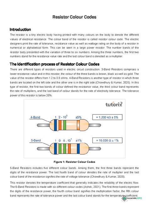 Resistor Colour Codes Resistor Colour Codes Introduction The Resistor Is A Tiny Electric Body