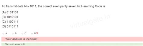 Computer Networks Question On Hamming Code With Even Parity