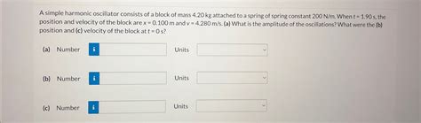 Solved A Simple Harmonic Oscillator Consists Of A Block Of Chegg