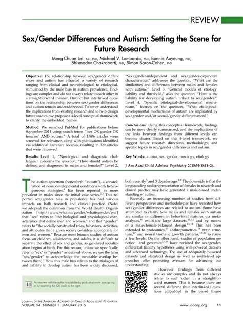 Pdf Sex Gender Differences And Autism Setting The Scene For Future Research