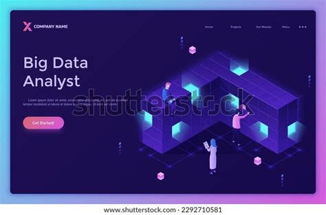 Big Data Analyst Job Isometric Landing Stock Vector Royalty Free