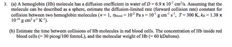 Solved 3 A A Hemoglobin Hb Molecule Has A Diffusion