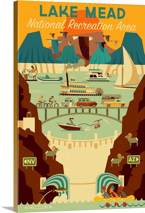 Lake Mead National Recreation Area Geometric Wall Art Canvas Prints