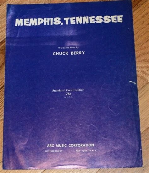 Chuck Berry Memphis Tennessee Sheet Music Extremely Rare Ebay